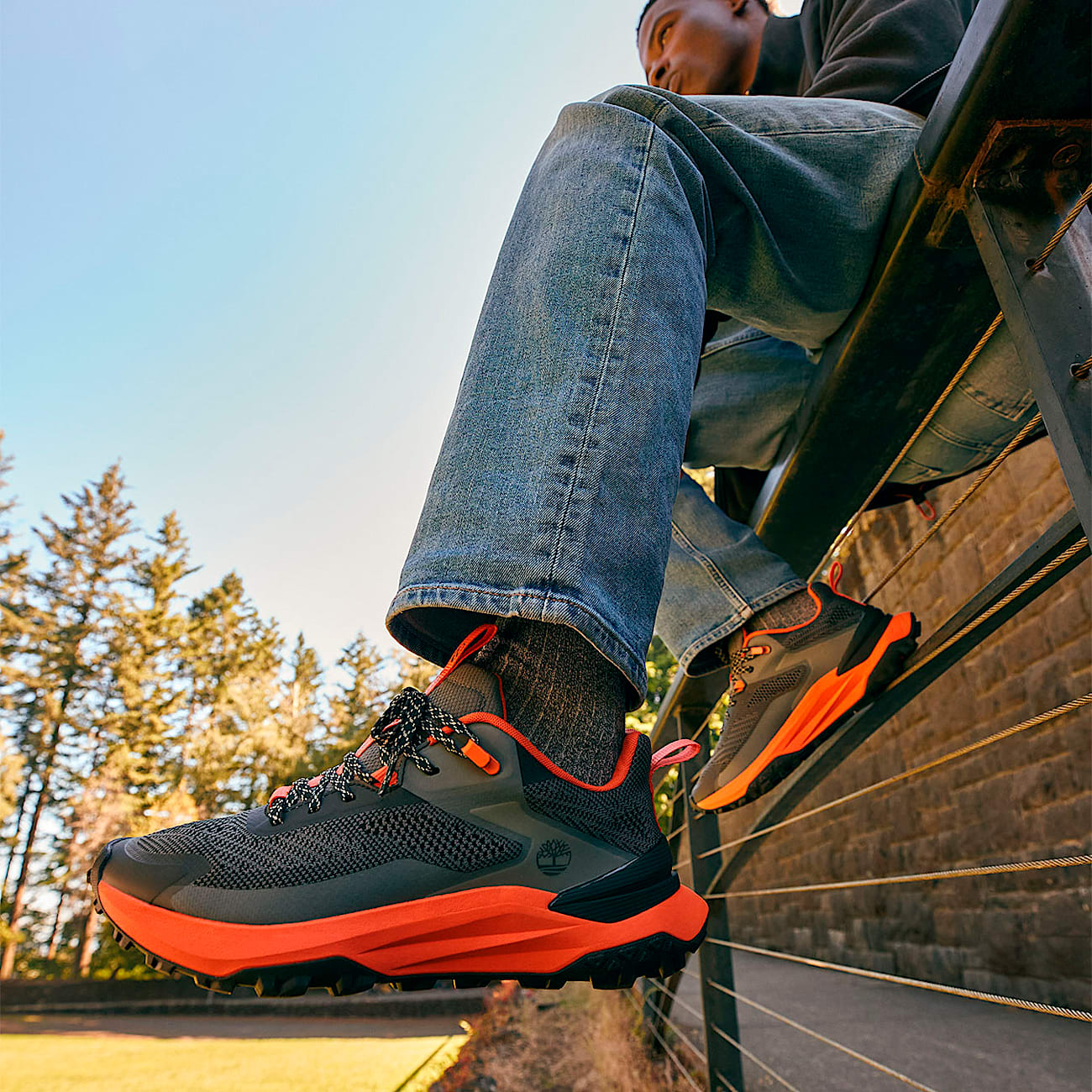 Men’s Motion Access Low Lace-Up Sneakers - Grey Knit/Orange | Timberland US