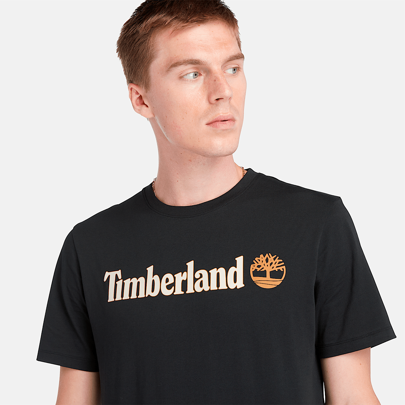 Playera de manga corta para hombre con logo lineal